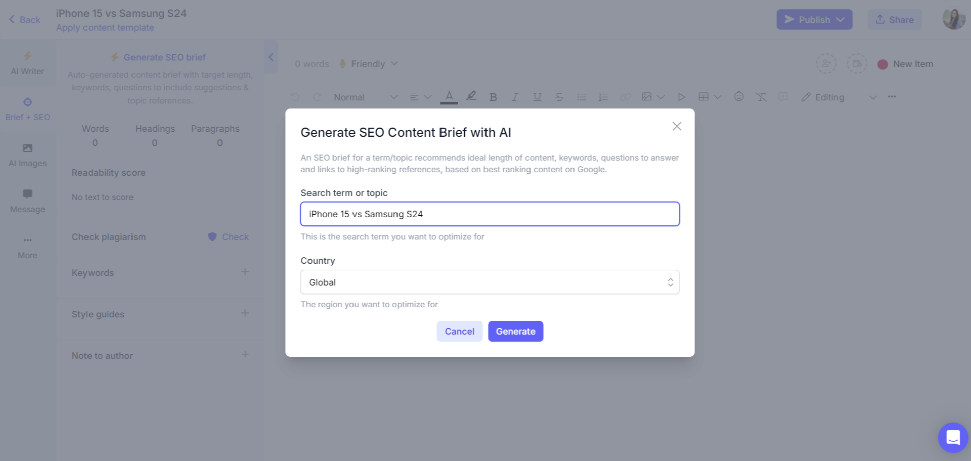Generate Product Comparison Articles with AI