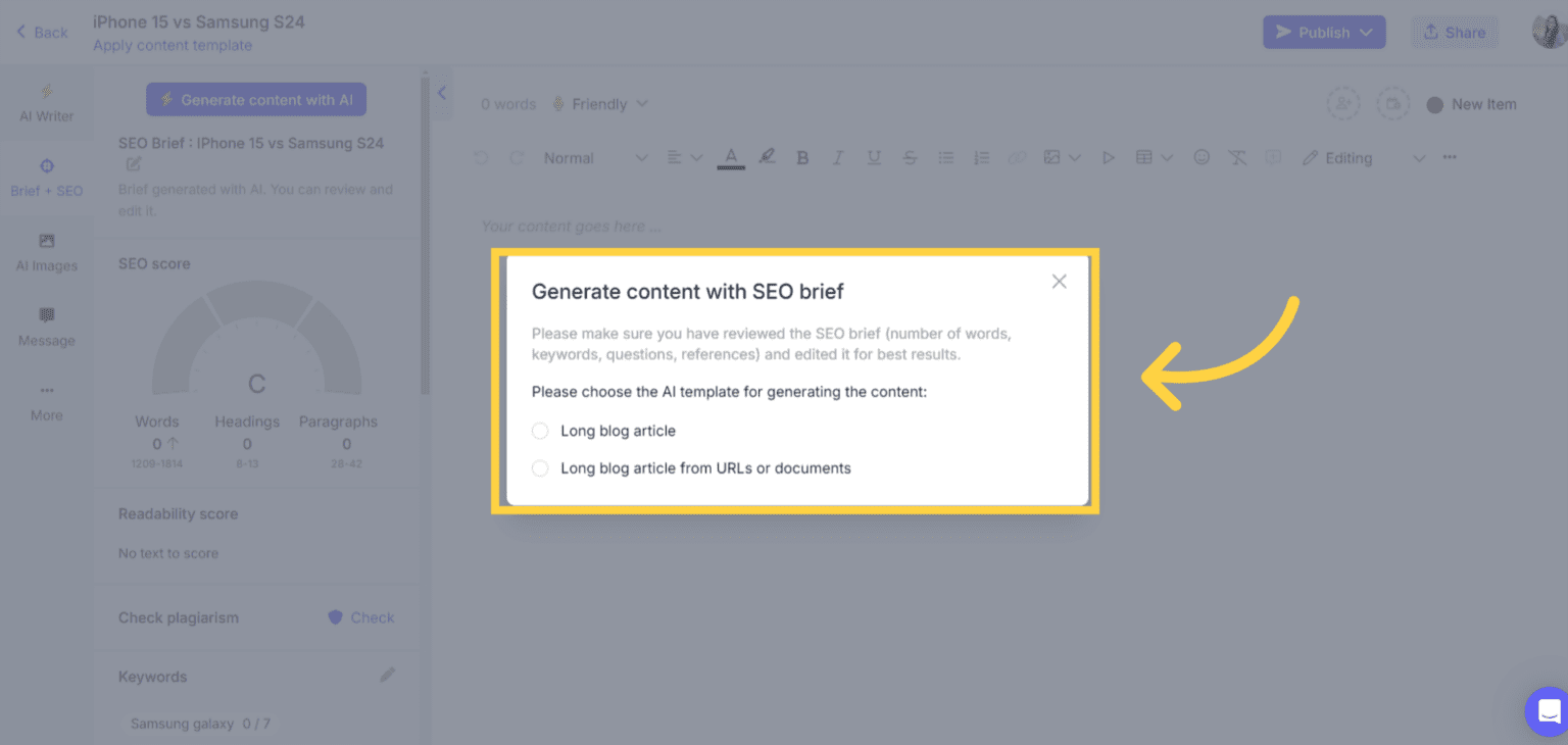 Generate Product Comparison Articles with AI