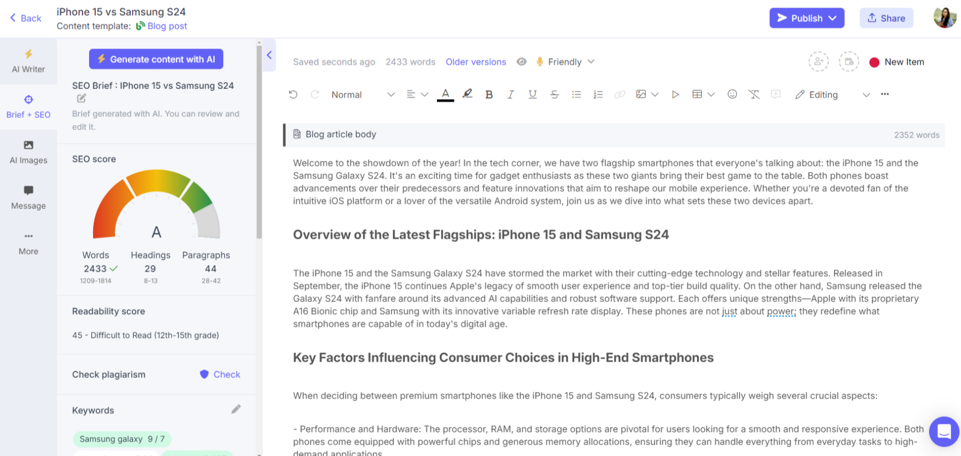 Generate Product Comparison Articles with AI